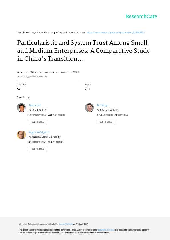 (PDF) Particularistic and system trust among small and medium ...