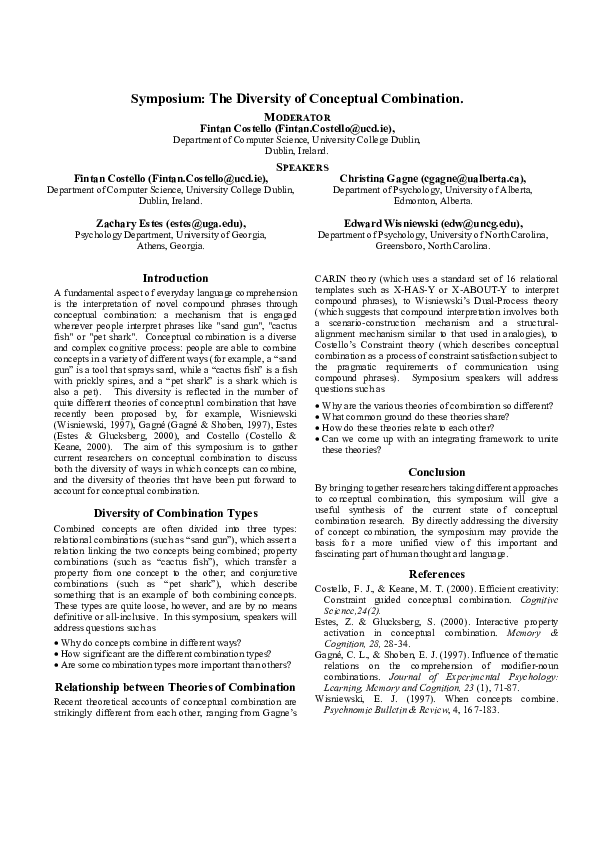 (PDF) Symposium: The Diversity of Conceptual Combination