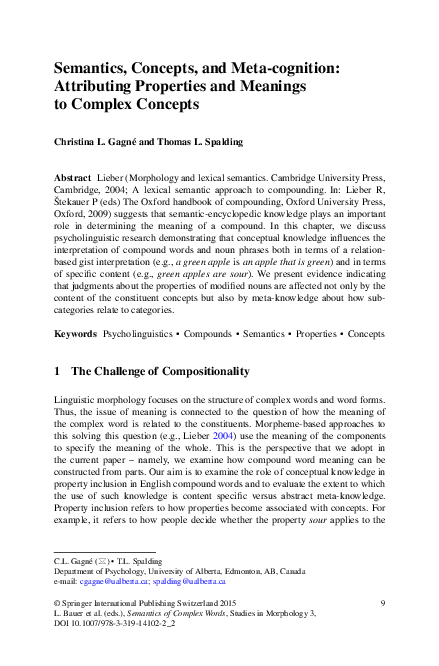 (PDF) Semantics, Concepts, and Meta-cognition: Attributing Properties and Meanings to Complex ...