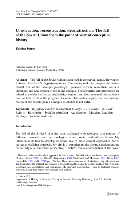 (PDF) Construction, reconstruction, deconstruction: The fall of the ...