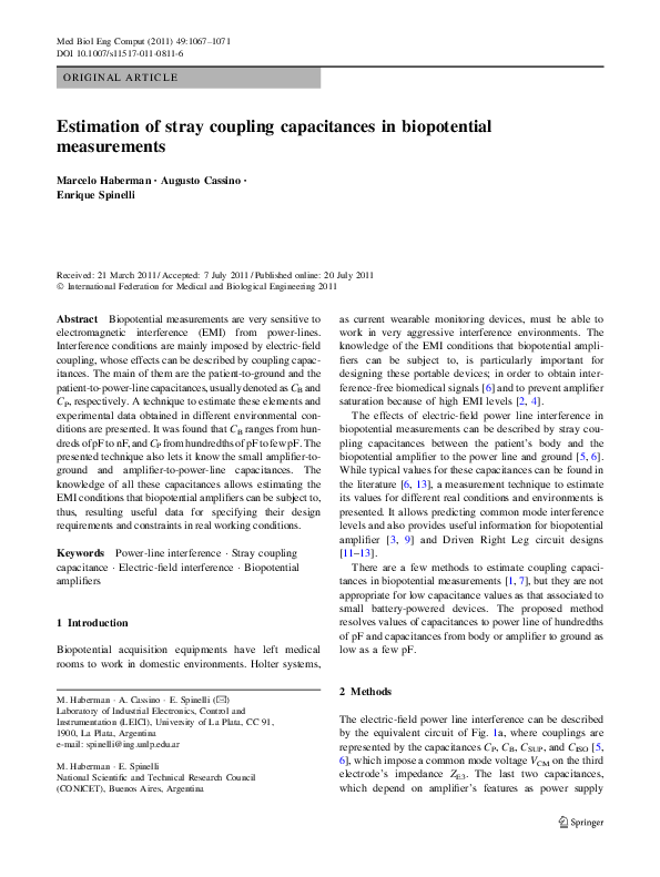 (PDF) Estimation of stray coupling capacitances in biopotential ...