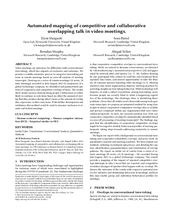 (PDF) Automated mapping of competitive and collaborative overlapping talk in video meetings