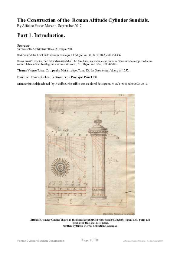 (PDF) The Construction of the Roman Altitude Cylinder Sundials Parts 1 ...
