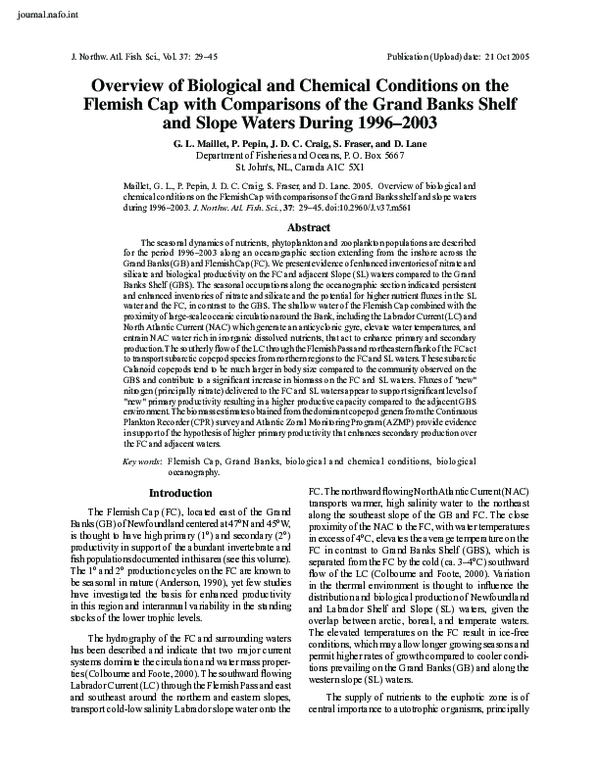 (PDF) Overview of biological and chemical conditions on the Flemish Cap ...