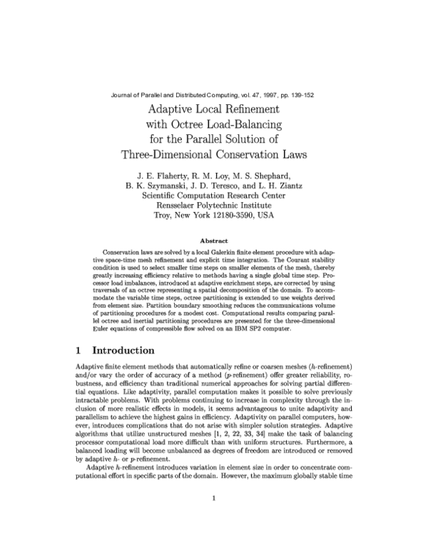 (PDF) Adaptive Local Refinement with Octree Load Balancing for the Parallel Solution of Three ...
