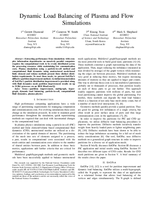 Pdf Dynamic Load Balancing Of Plasma And Flow Simulations
