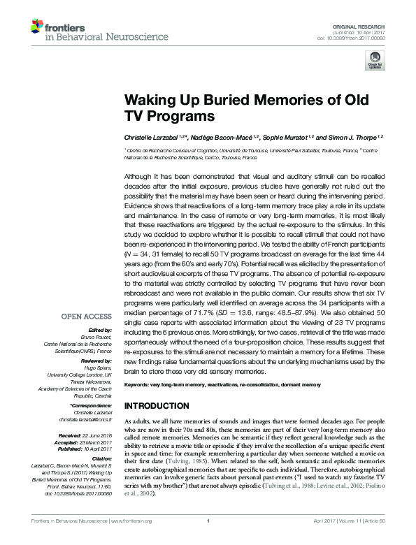 (PDF) Waking Up Buried Memories of Old TV Programs