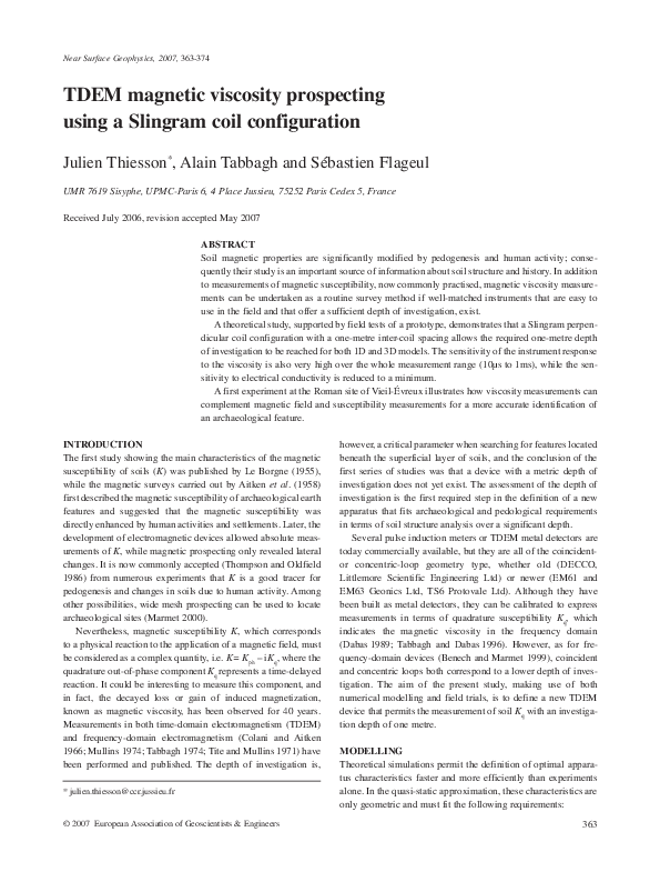 (PDF) TDEM magnetic viscosity prospecting using a Slingram coil ...