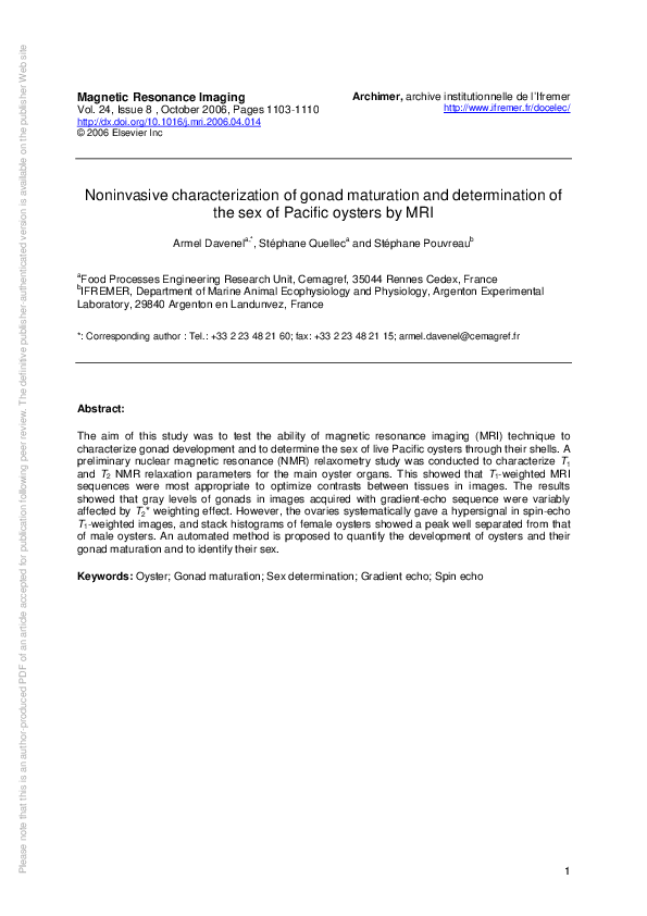 Pdf Noninvasive Characterization Of Gonad Maturation And