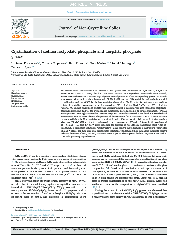 (PDF) Crystallization of sodium molybdate-phosphate and tungstate ...
