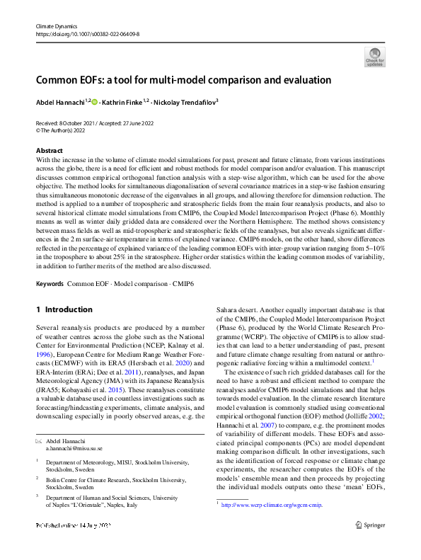 (PDF) Common EOFs: a tool for multi-model comparison and evaluation ...