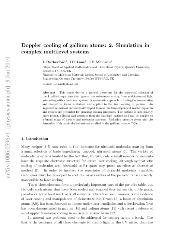 (PDF) Doppler cooling of gallium atoms: 2. Simulation in complex ...
