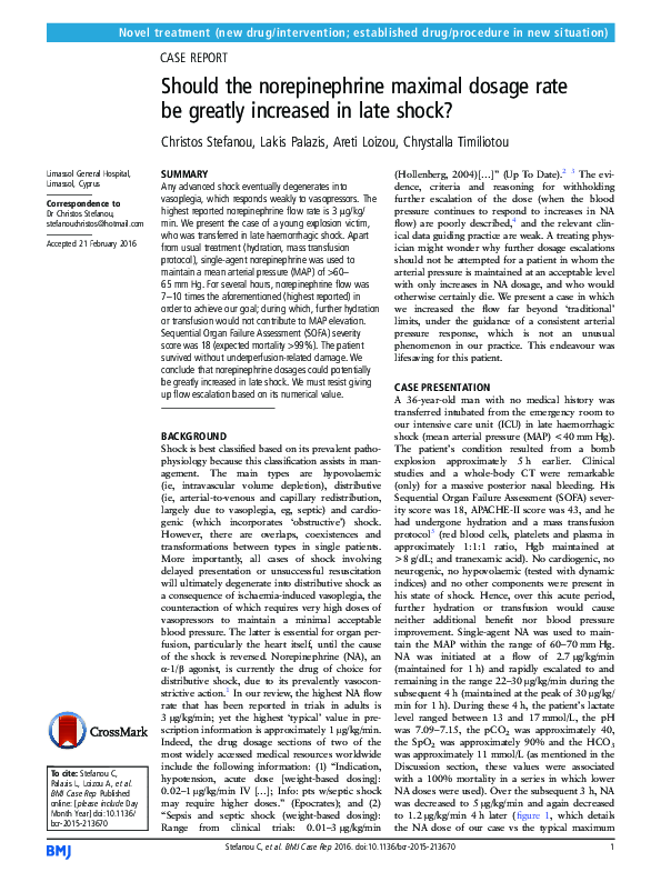 (PDF) Should the norepinephrine maximal dosage rate be greatly ...