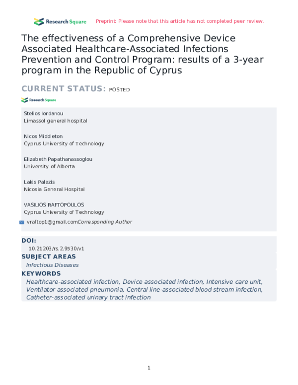 (PDF) The effectiveness of a Comprehensive Device Associated Healthcare ...