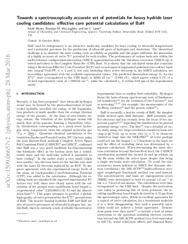 (PDF) Towards a spectroscopically accurate set of potentials for heavy ...