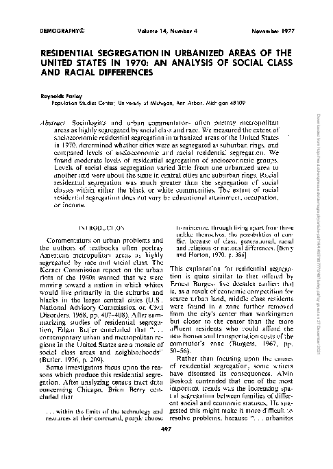 (PDF) Residential segregation in urbanized areas of the United States ...