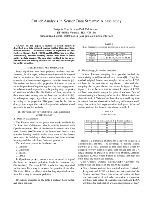 (PDF) Outlier Analysis in Sensor Data Streams: A case study