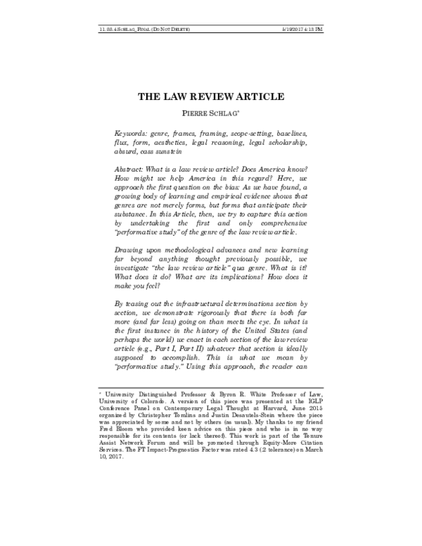 (PDF) The Law Review Article