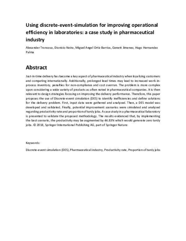 (PDF) Using Discrete-Event-Simulation for Improving Operational Efficiency in Laboratories: A ...