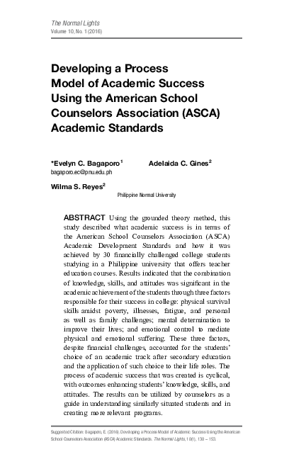 (PDF) Developing a Process Model of Academic Success Using the American ...