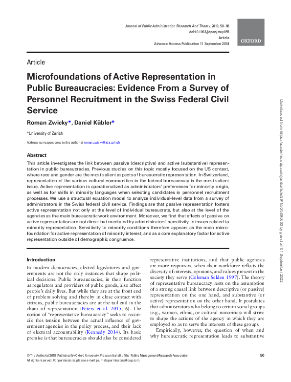 (PDF) Microfoundations of Active Representation in Public Bureaucracies ...