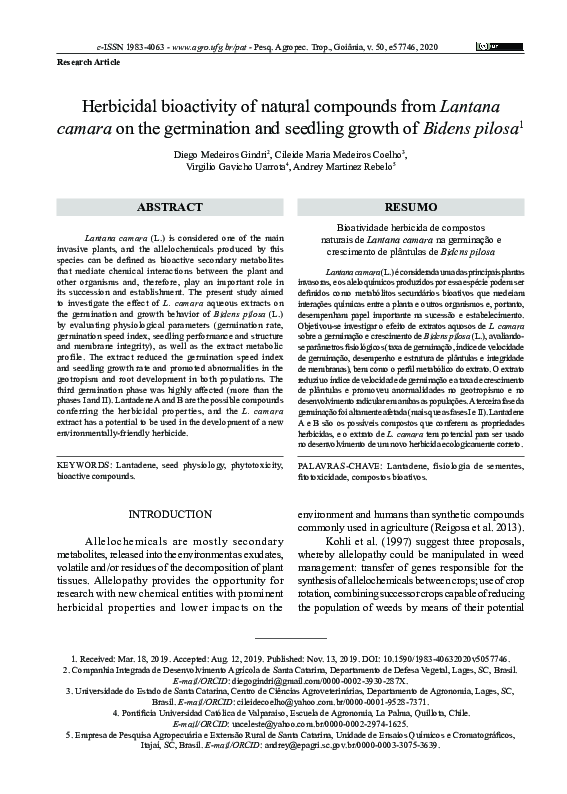 (PDF) Herbicidal bioactivity of natural compounds from Lantana camara ...