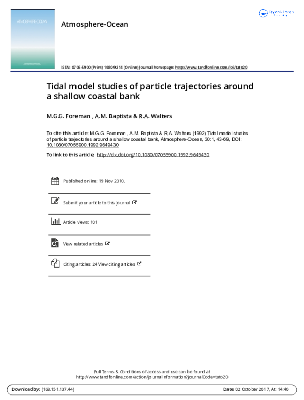 (PDF) Tidal model studies of particle trajectories around a shallow ...