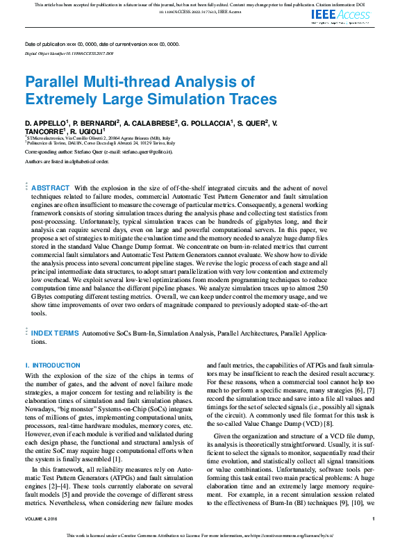 (PDF) Parallel Multi-thread Analysis of Extremely Large Simulation Traces