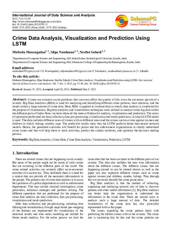 Pdf Lstm Based Crime Data Analysis And Prediction