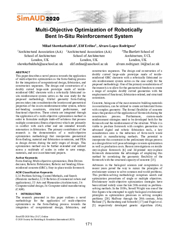 Pdf Multi Objective Optimization Of Robotically Bent In Situ Reinforcement System
