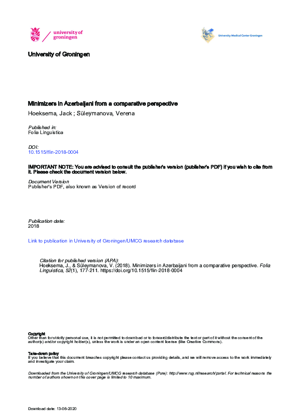 (PDF) Minimizers in Azerbaijani from a comparative perspective