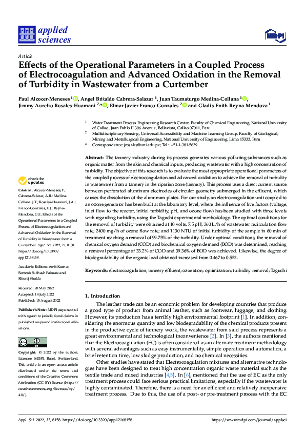 (PDF) Effects of the Operational Parameters in a Coupled Process of Electrocoagulation and ...