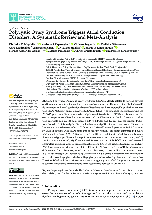 (PDF) Polycystic Ovary Syndrome Triggers Atrial Conduction Disorders: A ...