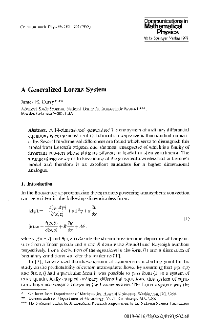 (PDF) A generalized Lorenz system