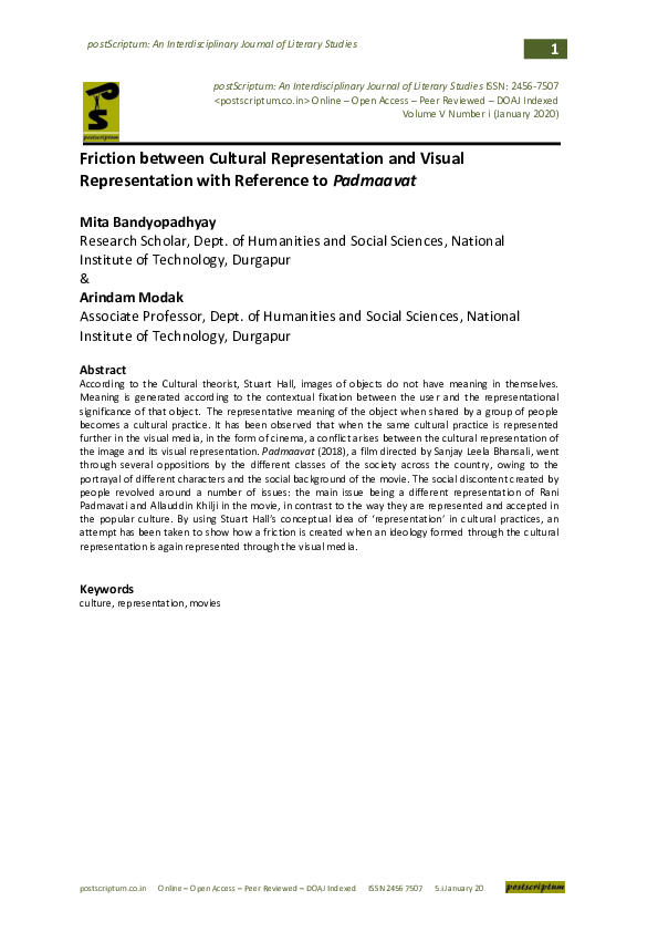 (PDF) Friction between Cultural Representation and Visual ...