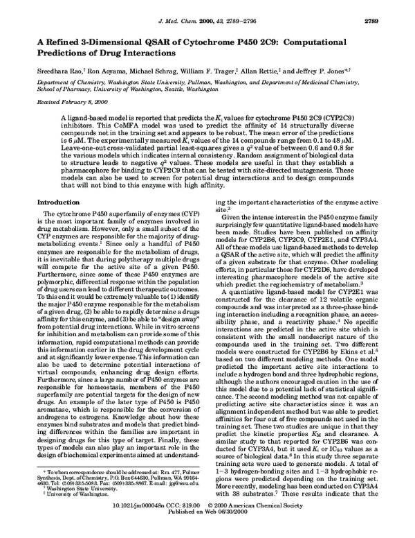 (PDF) A Refined 3-Dimensional QSAR of Cytochrome P450 2C9 ...
