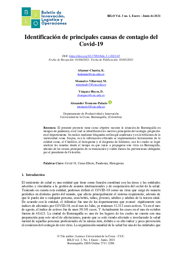 (PDF) Identificación de principales causas de contagio del Covid-19