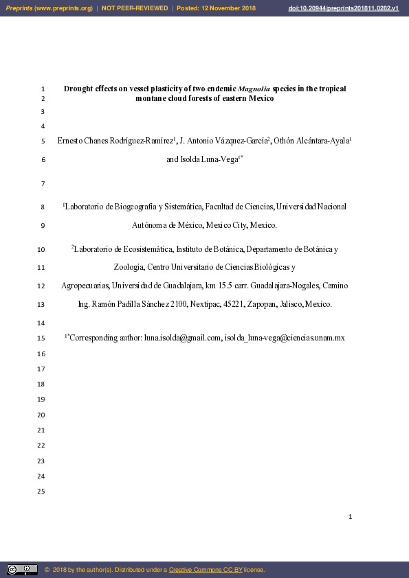 (PDF) Drought Effects on Vessel Plasticity of Two Endemic Magnolia ...