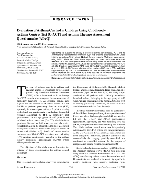 (PDF) Evaluation of asthma control in children using Childhood—asthma ...