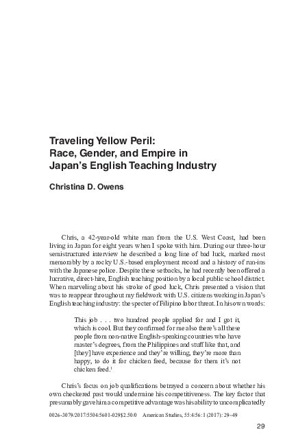 (PDF) Traveling Yellow Peril: Race, Gender, and Empire in Japan's ...