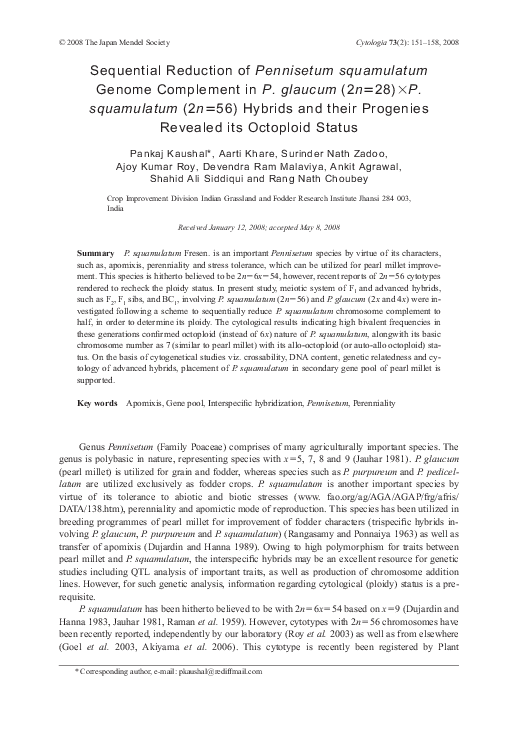 (PDF) Sequential Reduction of Pennisetum squamulatum Genome Complement ...