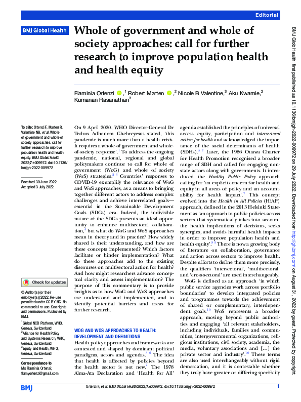 (PDF) Whole of government and whole of society approaches: call for ...