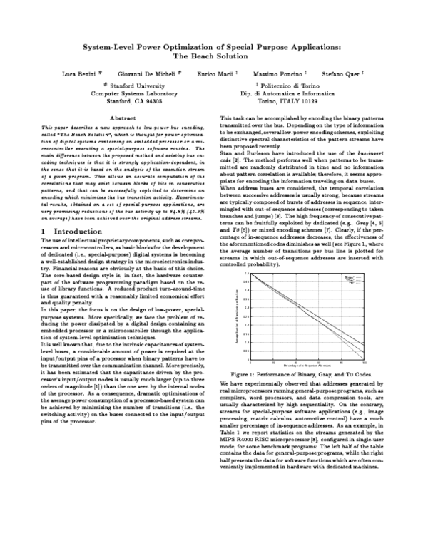 (PDF) System-level power optimization of special purpose applications: the Beach Solution