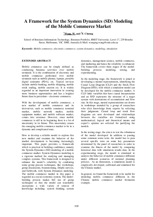 (PDF) A Framework for the System Dynamics (SD) Modeling of the Mobile ...