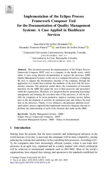 Pdf Implementation Of The Eclipse Process Framework Composer Tool For The Documentation Of