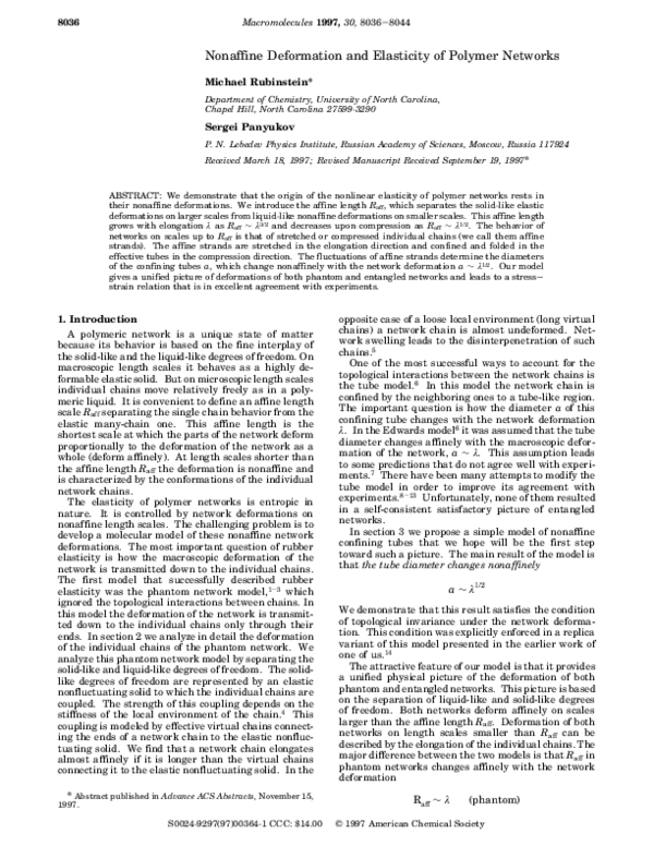 (PDF) Nonaffine Deformation and Elasticity of Polymer Networks