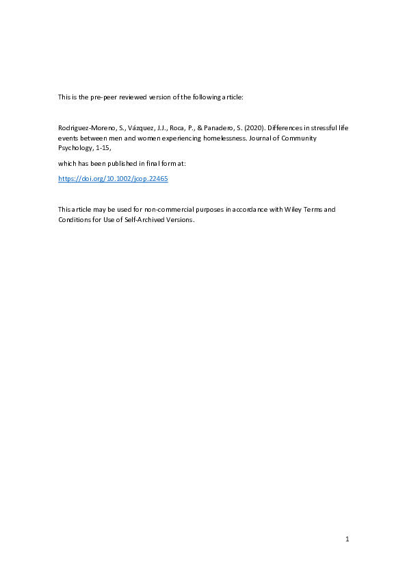 (PDF) Differences in stressful life events between men and women ...