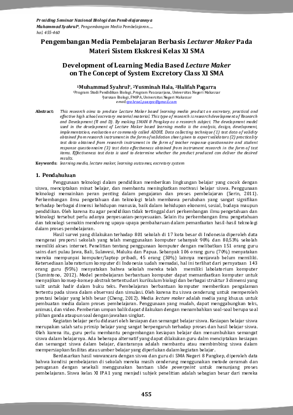 (PDF) Pengembangan Media Pembelajaran Berbasis Lecturer Maker Pada Materi Sistem Ekskresi Kelas ...