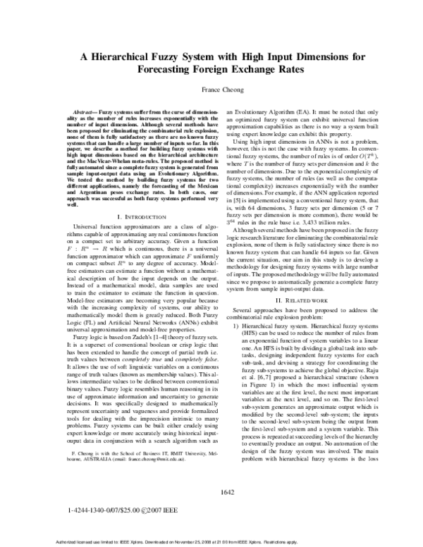 (PDF) A hierarchical fuzzy system with high input dimensions for forecasting foreign exchange ...