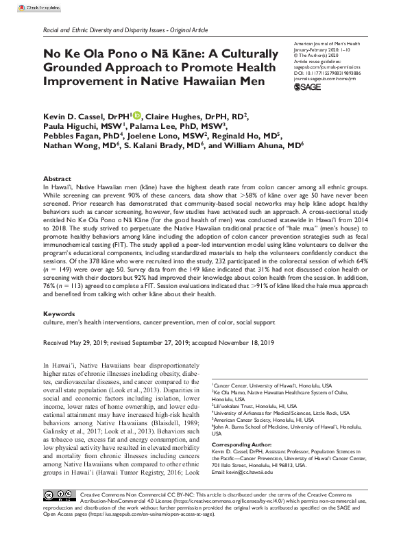 (PDF) No Ke Ola Pono o Nā Kāne: A Culturally Grounded Approach to ...
